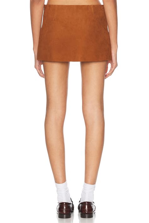 Mimchik Curved Mini Skirt In Cognac Fwrd