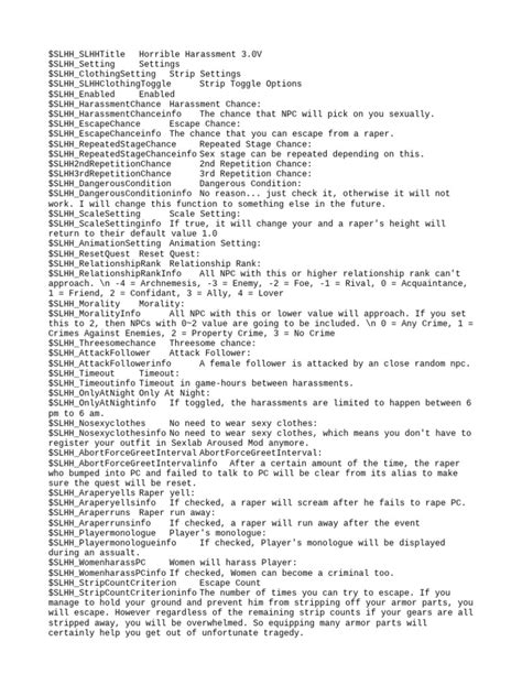Horrible Harassment Settings Guide Pdf