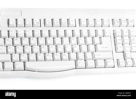 Old White Keyboard On White Background Closeup Stock Photo Alamy