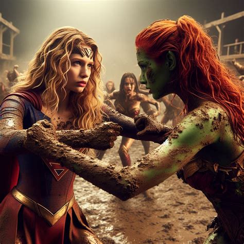 Supergirl And Poison Ivy Mud Fight By Gardenia76 On Deviantart
