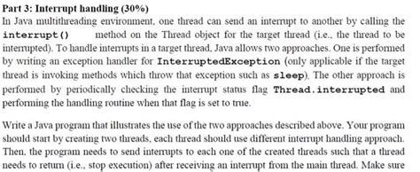 Solved Part 3 Interrupt Handling 30 In Java