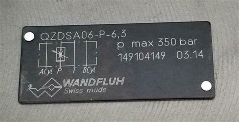 Wandfluh Qzdsa06 P 63 2 Way Flow Control Valve And Sandwich 350 Bar