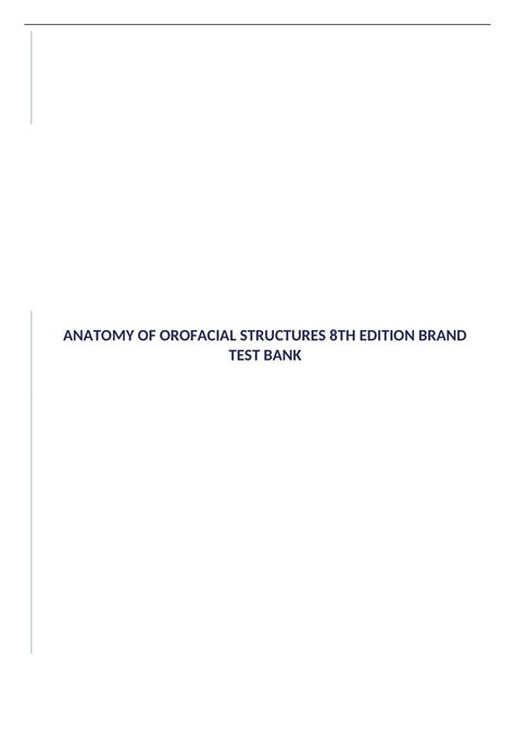 Anatomy Of Orofacial Structures 8th Edition Brand Test Bank Nursing Nursing Stuvia Us