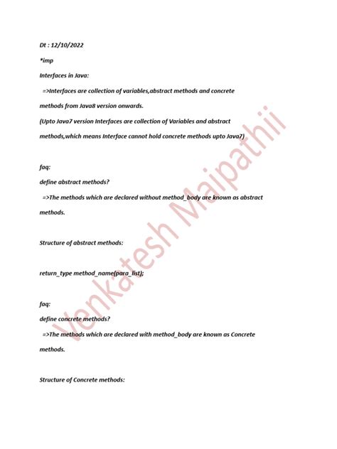Class Running Notes 12th Oct Pdf Class Computer Programming Method Computer Programming