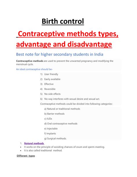 Birth Control Contraceptive Methods Birth Control Contraceptive Methods Types Advantage And