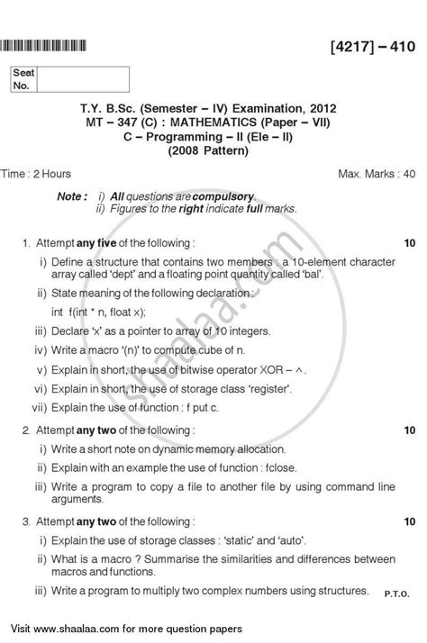 c programming turbo c 2012 2013 b sc mathematics semester 6 tybsc
