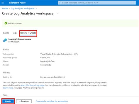 set up a log analytics workspace in azure cloudfronts