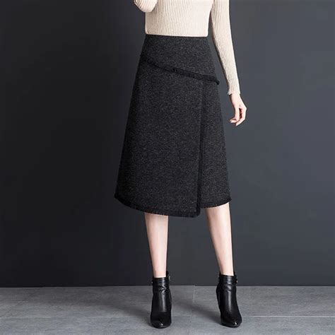 Новинка осенне зимняя шерстяная Асимметричная юбка модная женская юбка кружевная