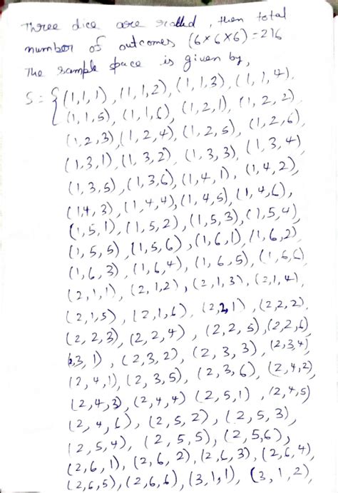 When Three Dice Are Ruled What Is The Sample Space And Total Number Of