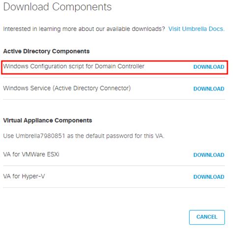 Umbrella Active Directory Connector Version 114 Cisco Community