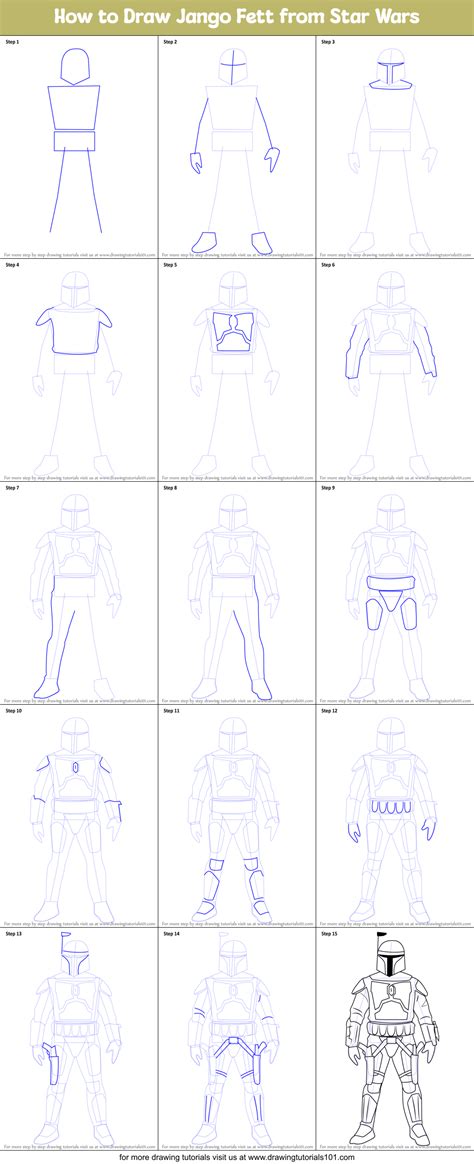 How To Draw Jango Fett From Star Wars Star Wars Step By Step