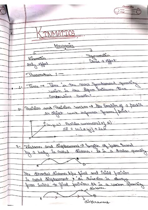 Kinematics Motion In D Classmate Date Page KINMATICS Mechanics Kinematics Dynamatics Only