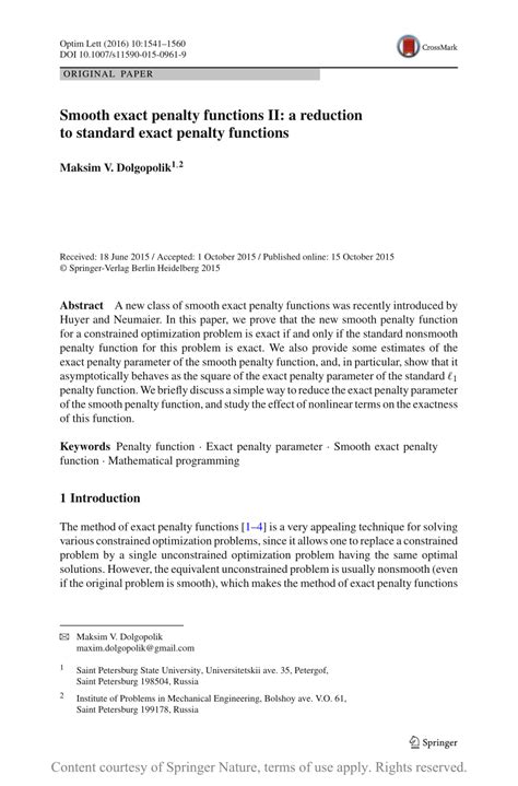smooth exact penalty functions ii a reduction to standard exact