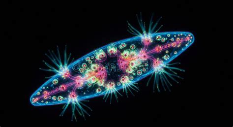 Vibrant Microscopic Dinoflagellate Bioluminescent Marine Organism