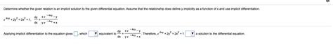 Solved B Determine Whether The Given Relation Is An Implicit
