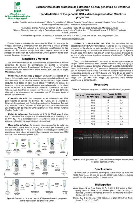 Pdf Standardization Of The Genomic Dna Extraction Protocol For Cenchrus Purpureus