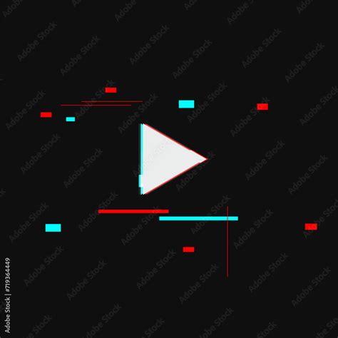 Wide Gaming Background With Glitched Play Button Press To Play Start Button Stock Vector