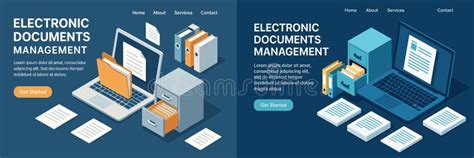 Modern Electronic Documents Management System Illustration For Digital