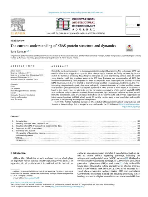 Pdf The Current Understanding Of Kras Protein Structure And Dynamics