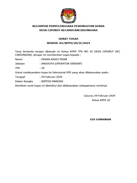 Lpj Kpps Surat Tugas Pdf