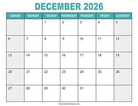 Calendar December 2026 Printable Free Free Printable Templates