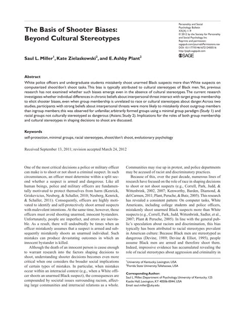 Pdf The Basis Of Shooter Biases Beyond Cultural Stereotypes