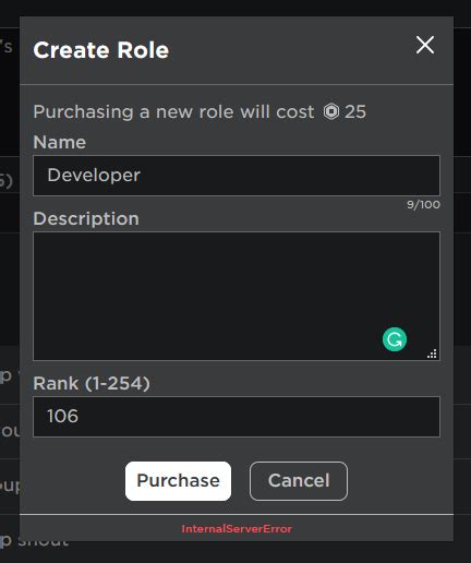 Internalservererror When Creating Group Role Without Description Website Bugs Developer