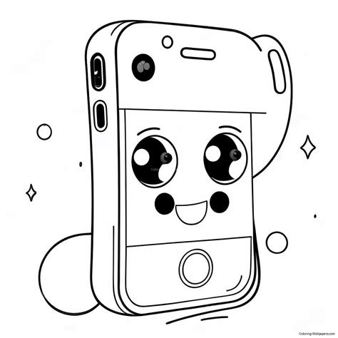 Cute Iphone 13 With Cartoon Face Coloring Page 74035 58626