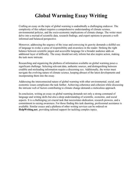 Global Warming Essay Writingpdf