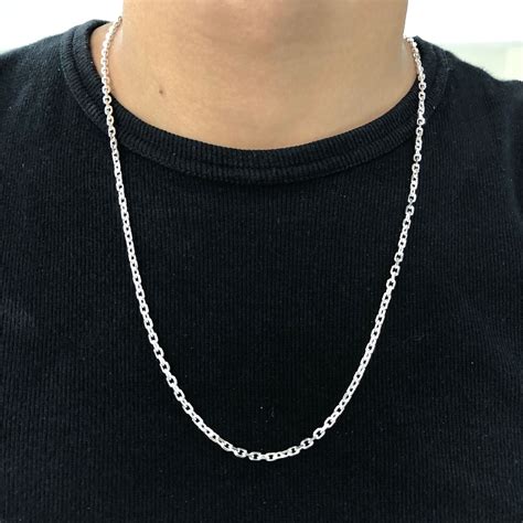 Corrente Masculina De Prata Elo Cadeado 45 Mm Fio 100