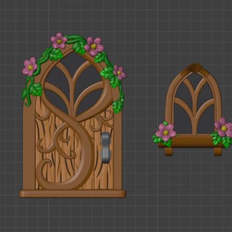 3d Printable Fairy Garden Verdant Door And Window By Faeforest