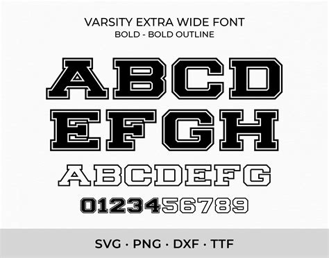 Varsity Font Svg Ttf Extra Wide Bold College Font Svg Sports Font Svg