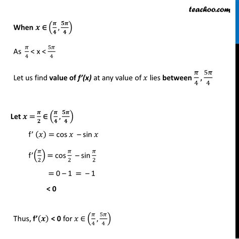 Example 13 Find Intervals Where Fx Sin X Cos X Is