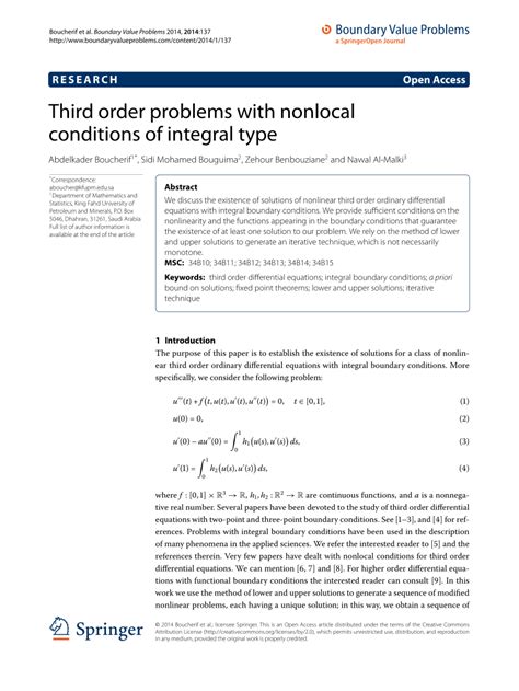 Pdf Third Order Problems With Nonlocal Conditions Of Integral Type