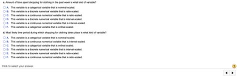 for each of the following variables determine whether the variable is