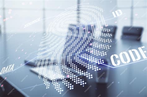 Premium Photo Multi Exposure Of Abstract Graphic Fingerprint Sketch On Modern Computer