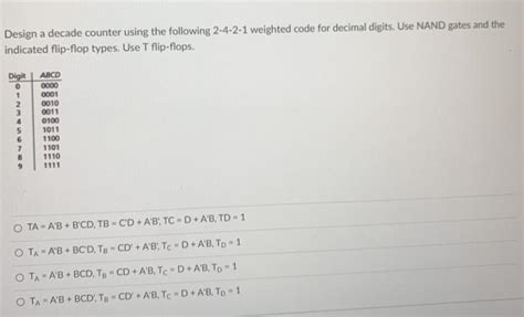 Solved Design A Decade Counter Using The Following 2 4 2 1