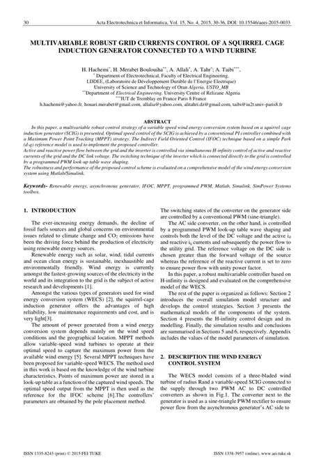 Pdf Multivariable Robust Grid Currents Control Of A Squirrel Cage