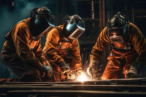 Premium Photo Welders Team Working Welding Together In The Construction Site