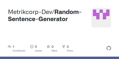 GitHub Metrikcorp Dev Random Sentence Generator