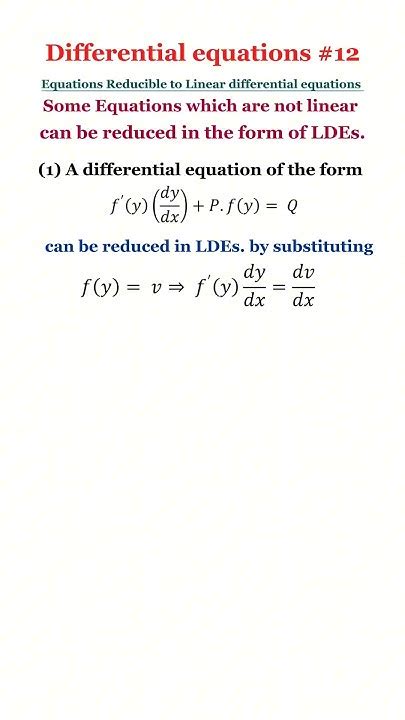 Differential Equation 12 Ordinary Differential Equations Lde Of First Order Examples 7
