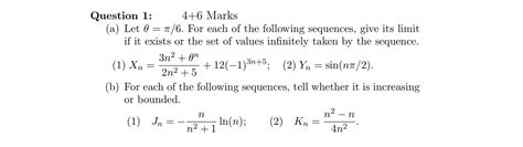 Solved Question 1 46 Marks A Let θπ6 For Each Of The