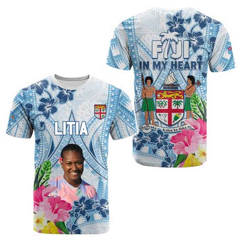 Custom Photo Love Fiji T Shirt Fiji In My Heart Tapa Pattern Ctm05