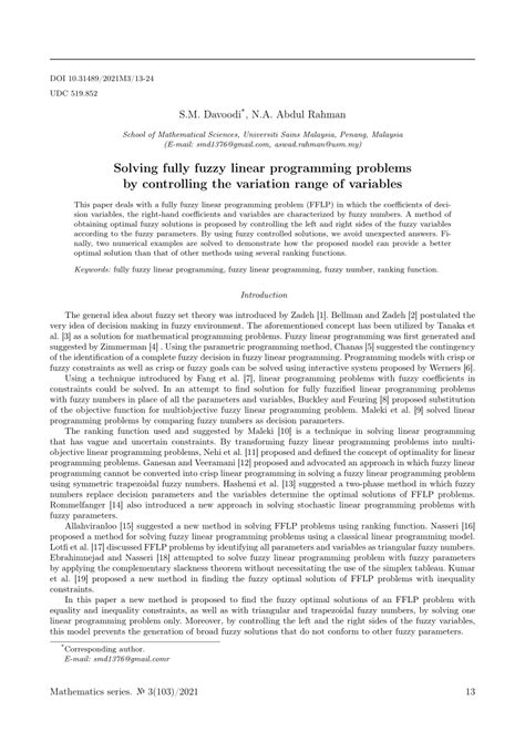 pdf solving fully fuzzy linear programming problems by controlling