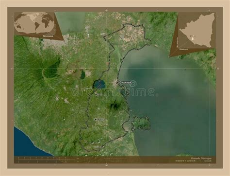 Granada Nicaragua Low Res Satellite Labelled Points Of Cities Stock