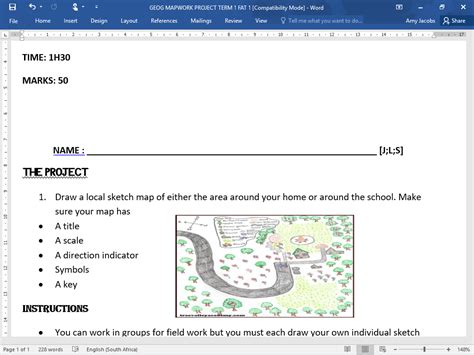 Grade 7 Geography Task 1 Term 1 Mapwork