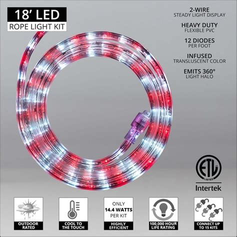 Red Cool White Led Rope Light 2 Wire 12 120 Volt