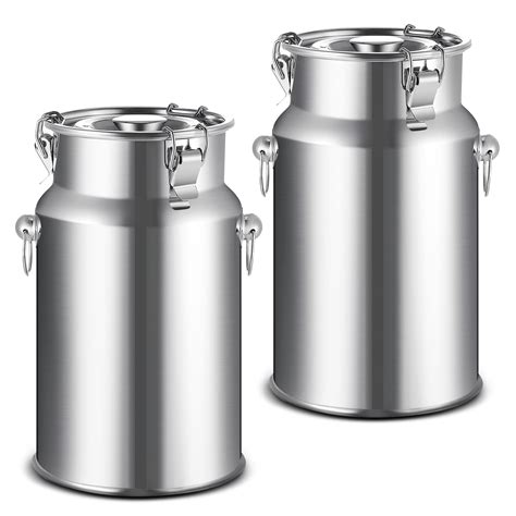 Suclain 2 Pcs Stainless Steel Milk Can Milk Bucket Metal