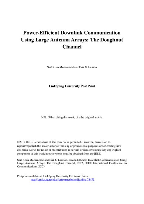 pdf power efficient downlink communication using large antenna arrays