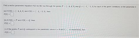 solved find a vector parametric equation vec r t ﻿for the
